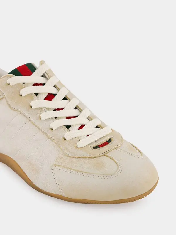 Gucci Washed Leather Gg Shift Sneakers - White