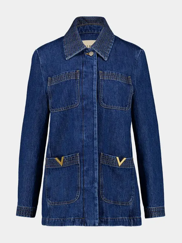 Valentino Garavani Medium Denim Caban Jacket - Blue