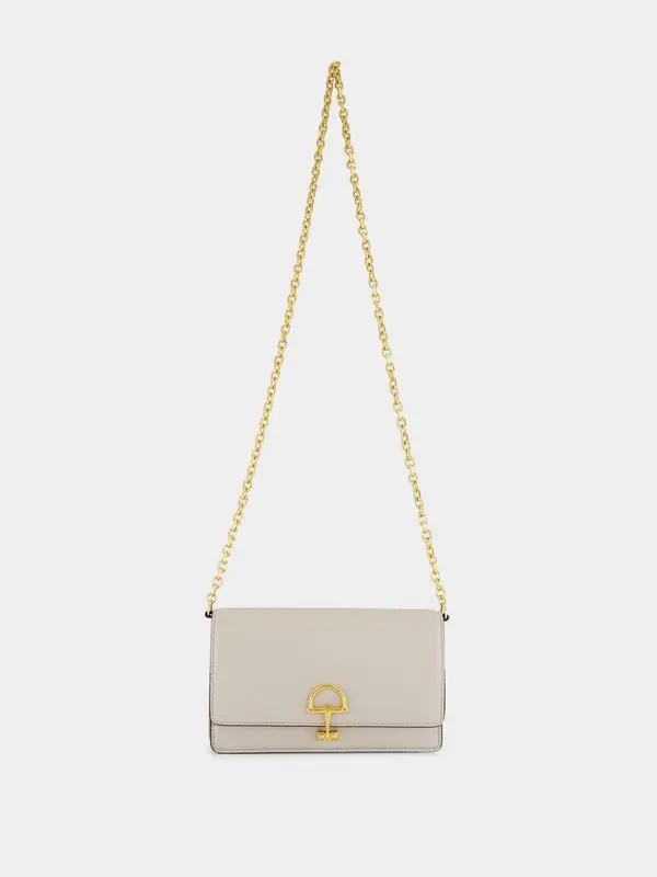 Gucci Sphinx Calfskin Wallet With Removable Chain - Beige