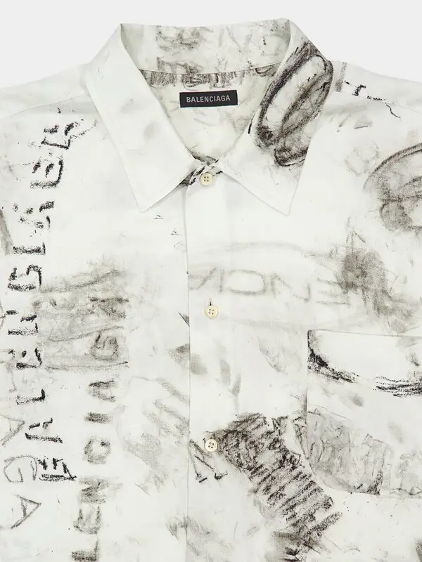 Balenciaga Graphite Short Sleeve Minimal Shirt - Grey