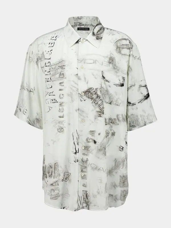 Balenciaga Graphite Short Sleeve Minimal Shirt - Grey