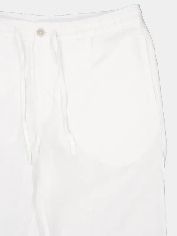 120% Lino Drawstring Linen Pants - White