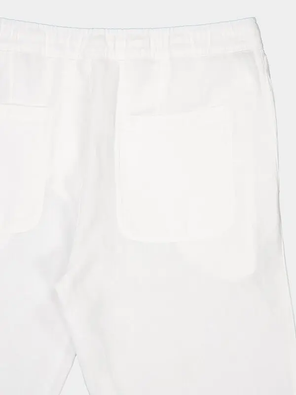 120% Lino Drawstring Linen Pants - White