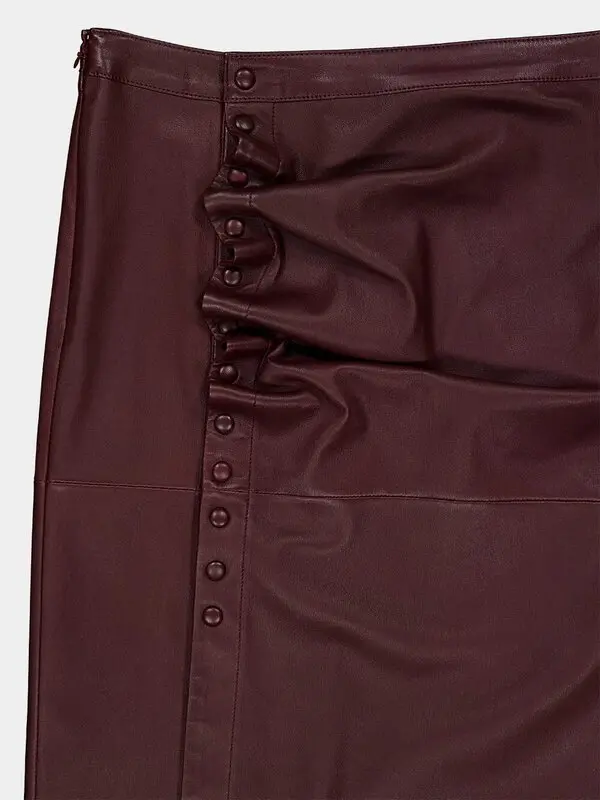 Rabanne Leather Midi Skirt - Red