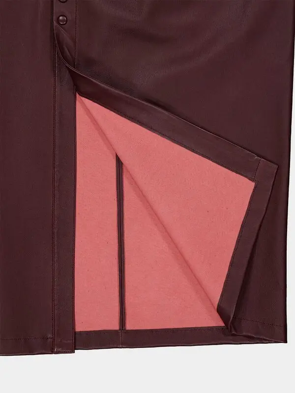Rabanne Leather Midi Skirt - Red