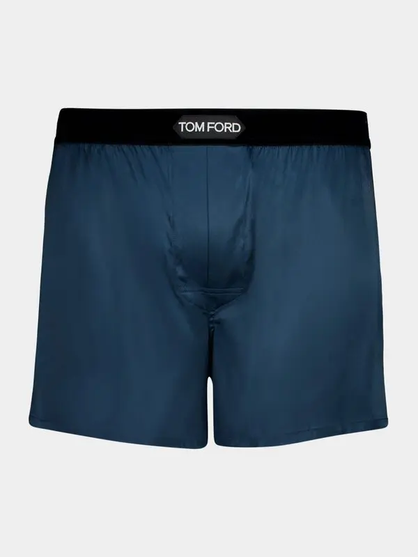 TOM FORD Silk Boxer Shorts - Blue