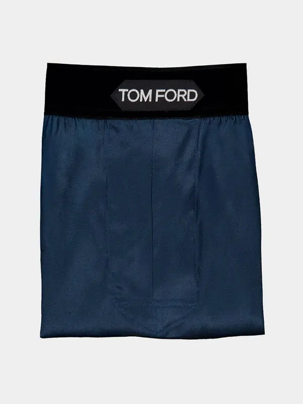 TOM FORD Silk Boxer Shorts - Blue