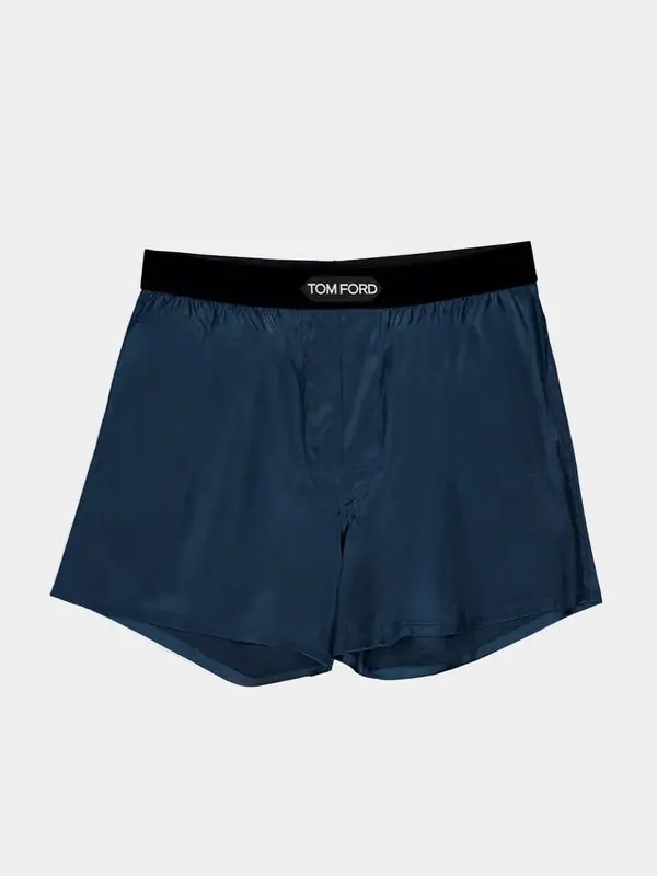 TOM FORD Silk Boxer Shorts - Blue