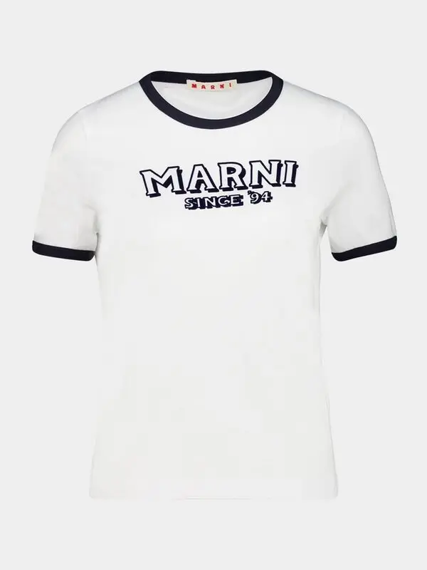 Marni Cotton Jersey T-shirt With Contrast Trims - White