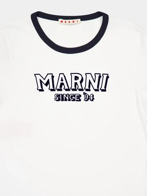 Marni Cotton Jersey T-shirt With Contrast Trims - White