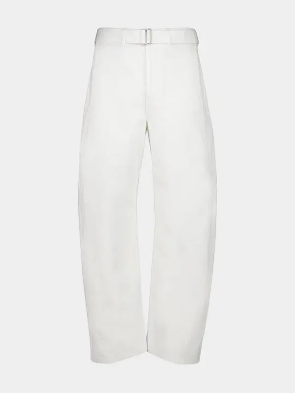 LEMAIRE Milk Twisted Belted Denim Pants - White