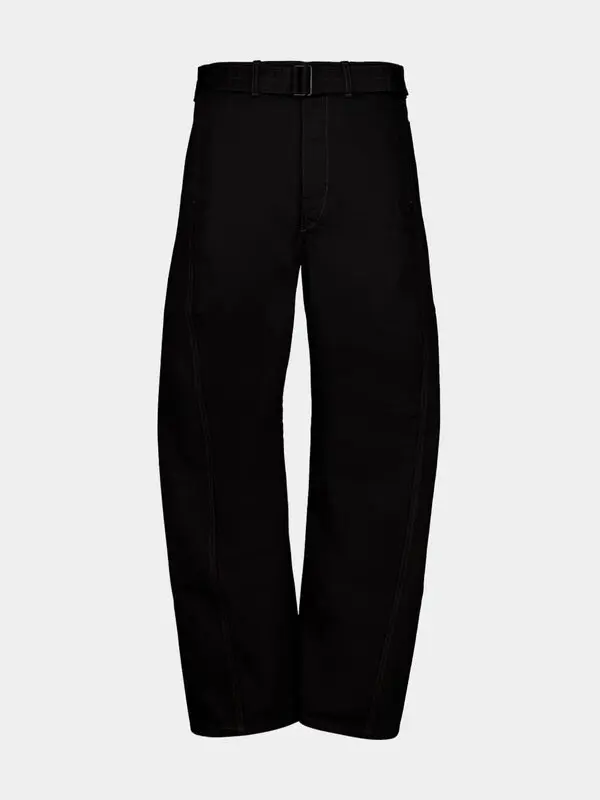 LEMAIRE Twisted Belted Denim Pants - Black
