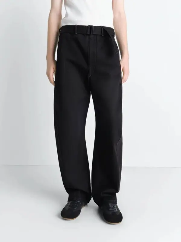 LEMAIRE Twisted Belted Denim Pants - Black