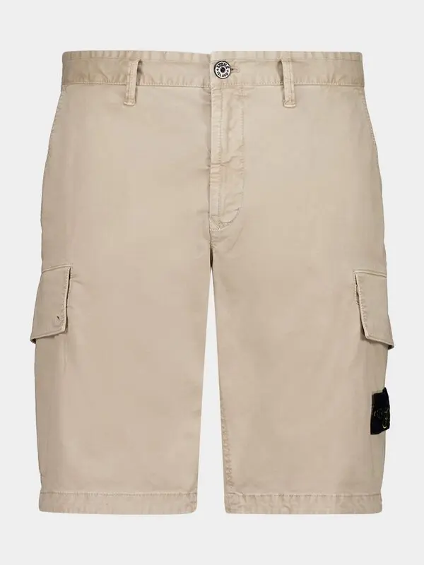 Stone Island Organic Cotton Stretch Cargo Shorts - Beige