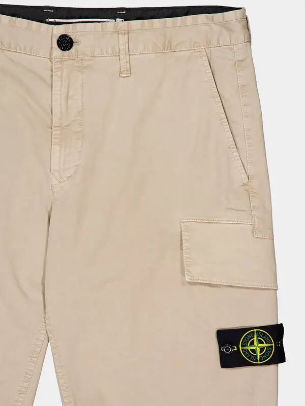 Stone Island Organic Cotton Stretch Cargo Shorts - Beige
