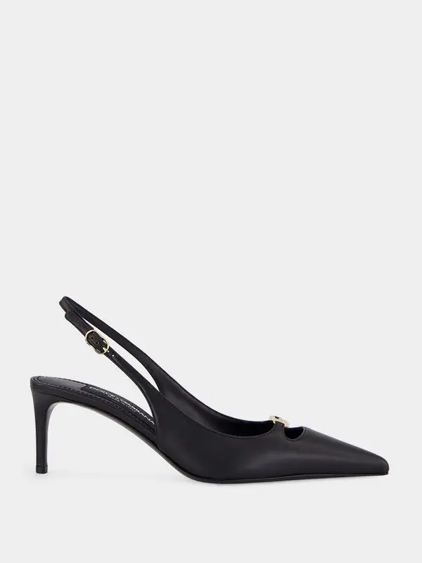 Dolce & Gabbana Silk Nappa Leather Slingbacks - Black