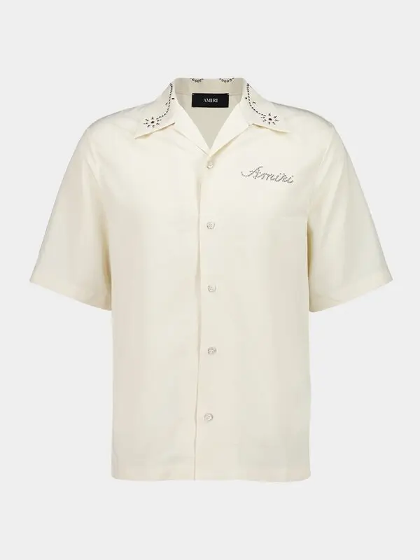 Amiri Ivory Studded Camp Shirt