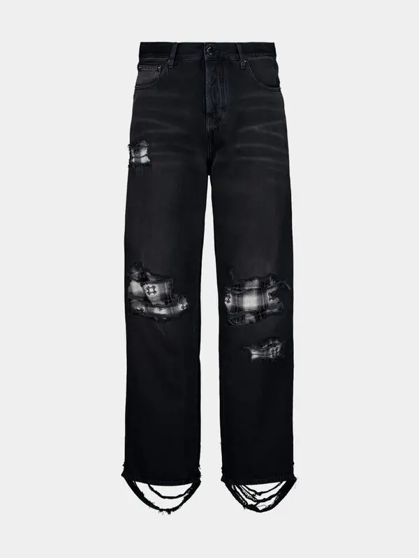 Amiri Flannel Repair Baggy Jeans