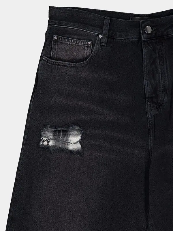 Amiri Flannel Repair Baggy Jeans