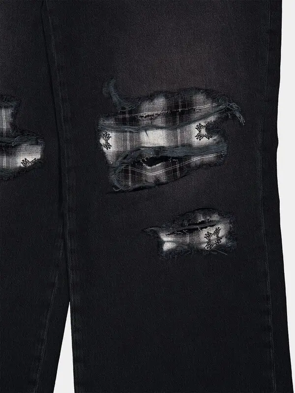 Amiri Flannel Repair Baggy Jeans