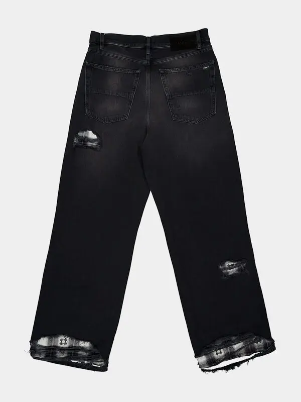 Amiri Flannel Repair Baggy Jeans