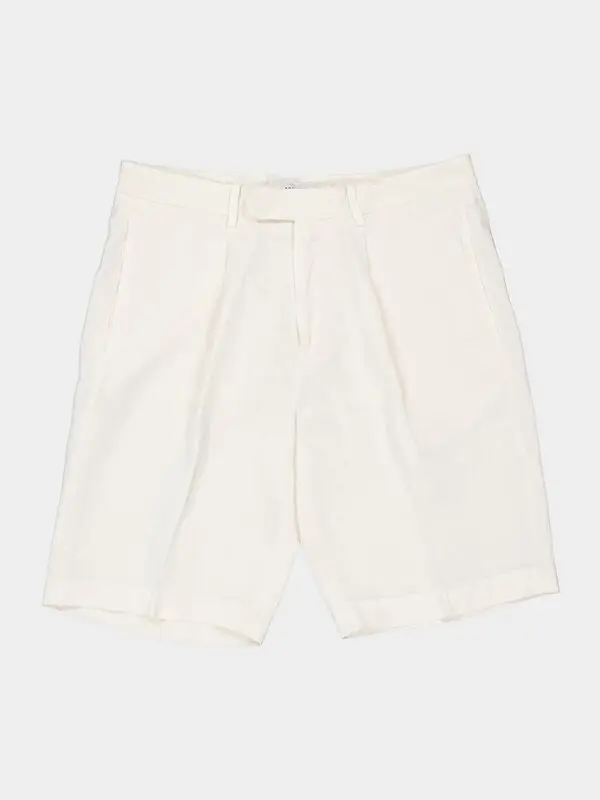 Boglioli Linen Pleated Shorts - White