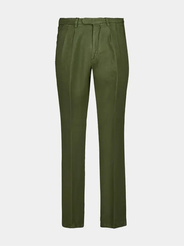 Boglioli Linen Straight Fit Trousers