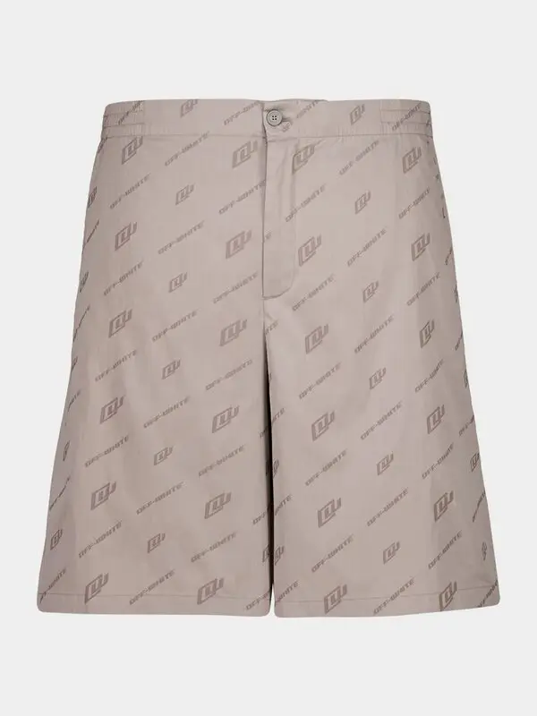 Off-White Stone Jacquard Bowling Shorts - Beige
