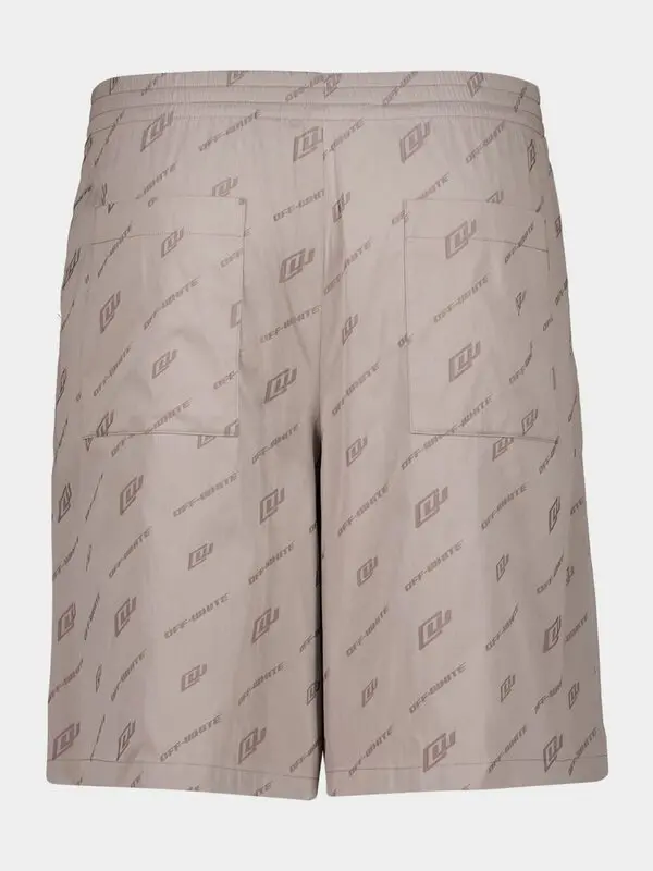 Off-White Jacquard Bowling Shorts - Beige