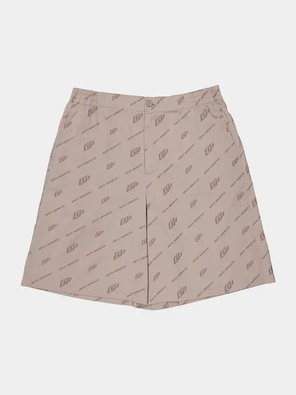 Off-White Jacquard Bowling Shorts - Beige