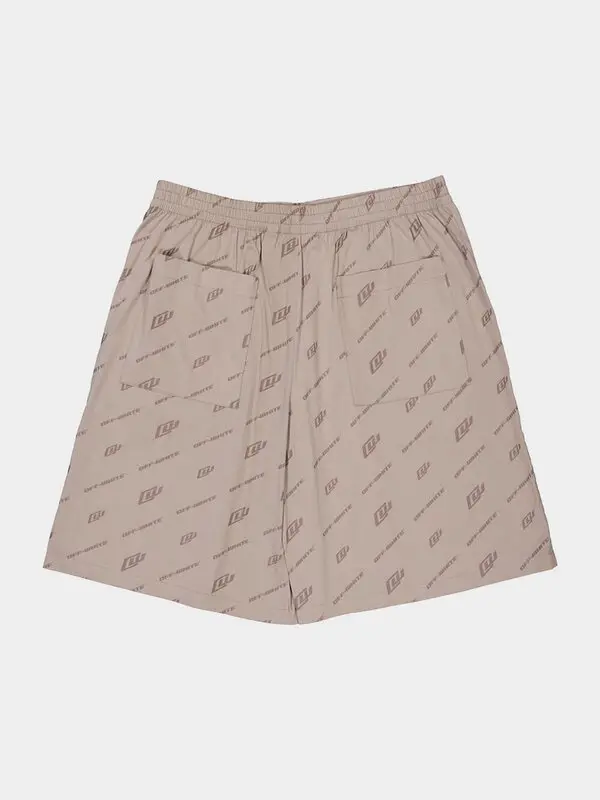 Off-White Jacquard Bowling Shorts - Beige