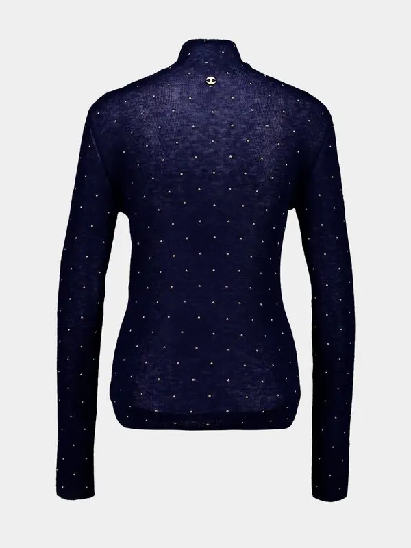 Rabanne Wool Turtleneck With Stud Details - Blue