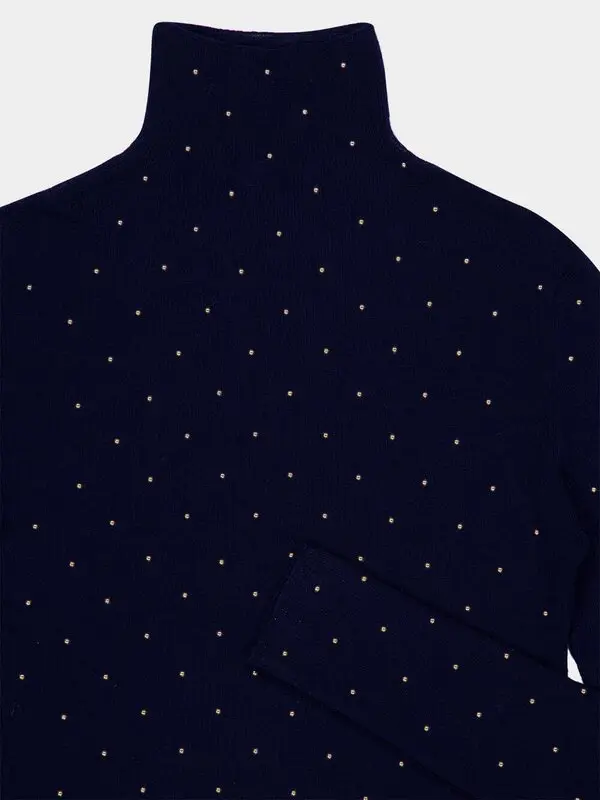 Rabanne Wool Turtleneck With Stud Details - Blue
