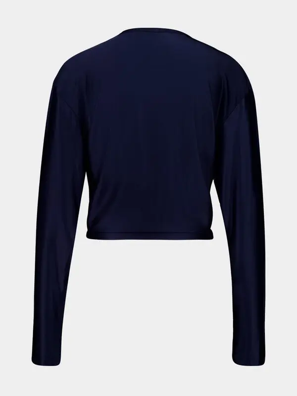 Rabanne Long Sleeve Crop Top With Piercing Detail - Blue