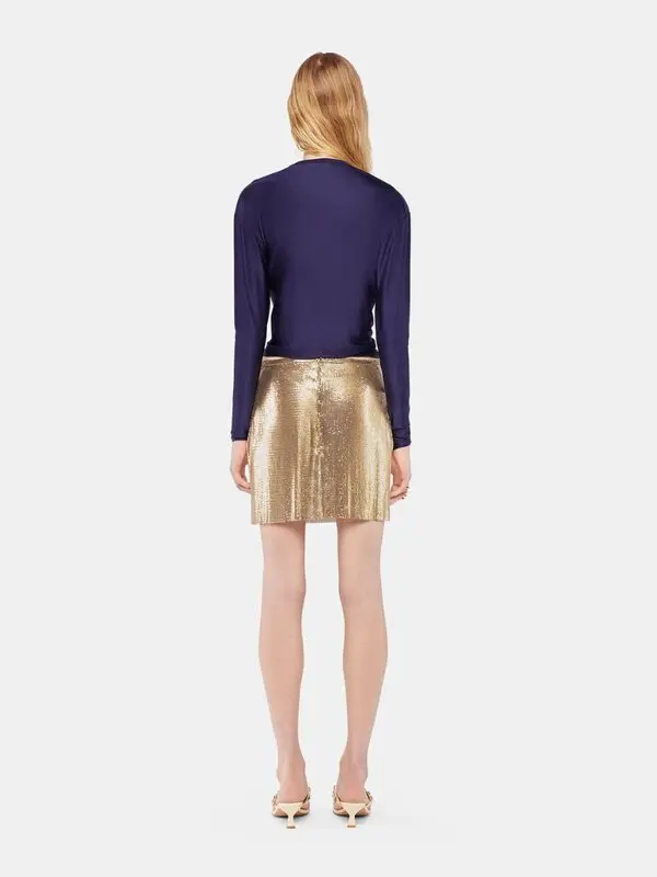 Rabanne Long Sleeve Crop Top With Piercing Detail - Blue