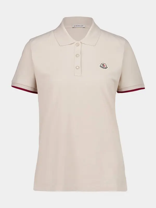 Moncler Cotton Piquet Polo Shirt - Beige