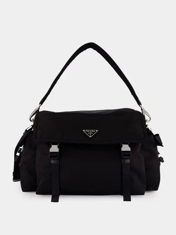 Prada Re-nylon And Leather Explore Bag - Black