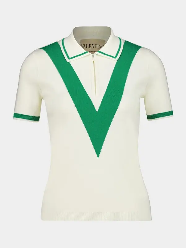 Valentino Garavani Cotton Polo With 'v' Detail - Green