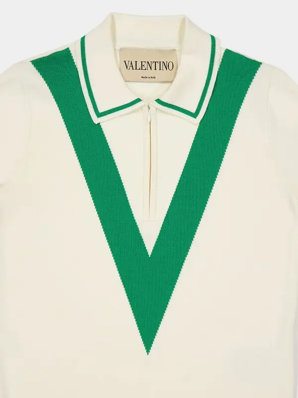 Valentino Garavani Cotton Polo With 'v' Detail - Green