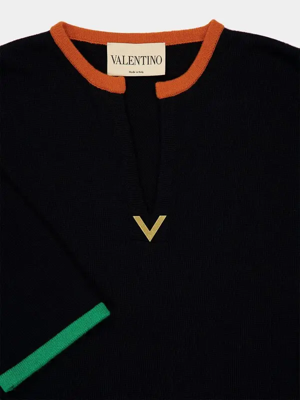 Valentino Garavani Long-sleeve Wool Top With V Detail
