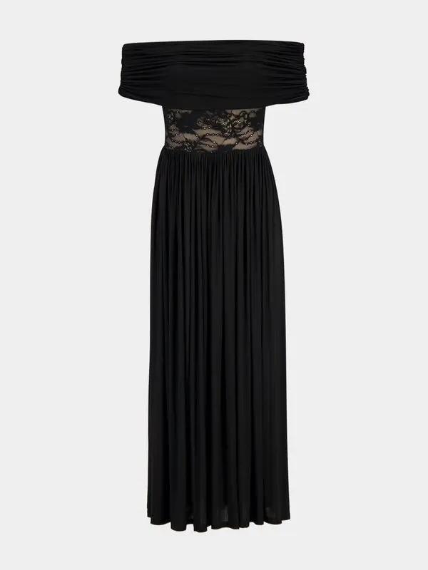 Zimmermann Off-shoulder Lace Panel Dress - Black