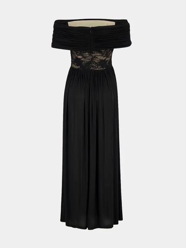 Zimmermann Off-shoulder Lace Panel Dress - Black