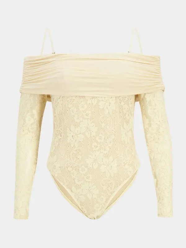 Zimmermann Rebellion Draped Lace Bodysuit - Cream