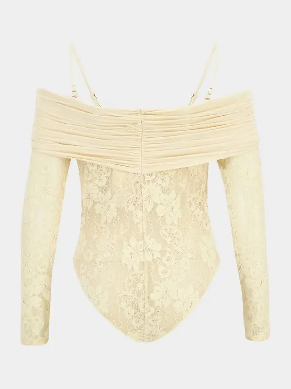 Zimmermann Rebellion Draped Lace Bodysuit - Cream