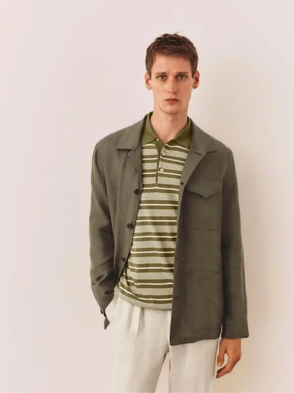 Boglioli Green Linen Long-sleeve Overshirt - Brown
