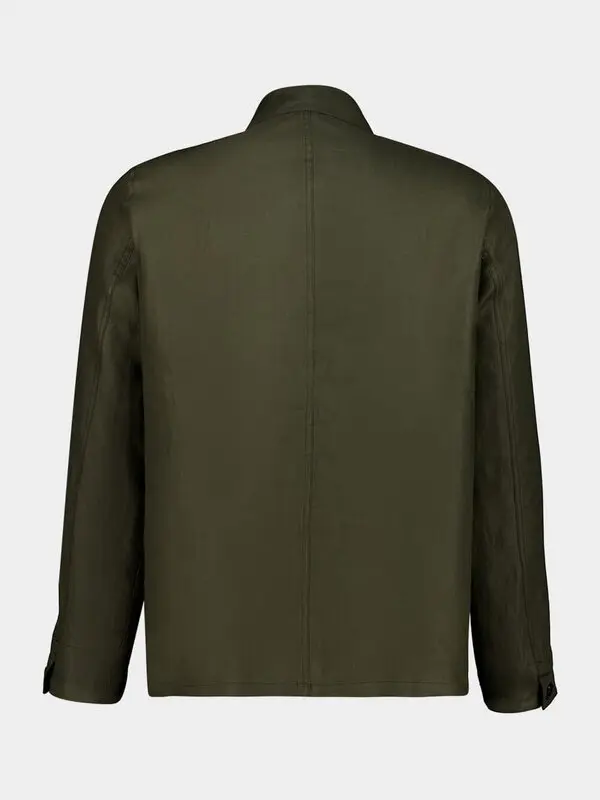 Boglioli Green Linen Long-sleeve Overshirt - Brown