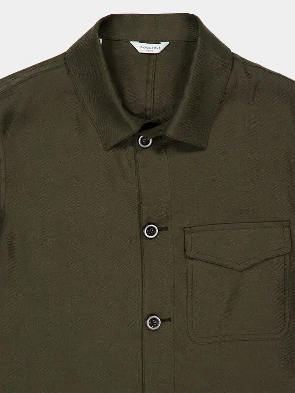 Boglioli Green Linen Long-sleeve Overshirt - Brown