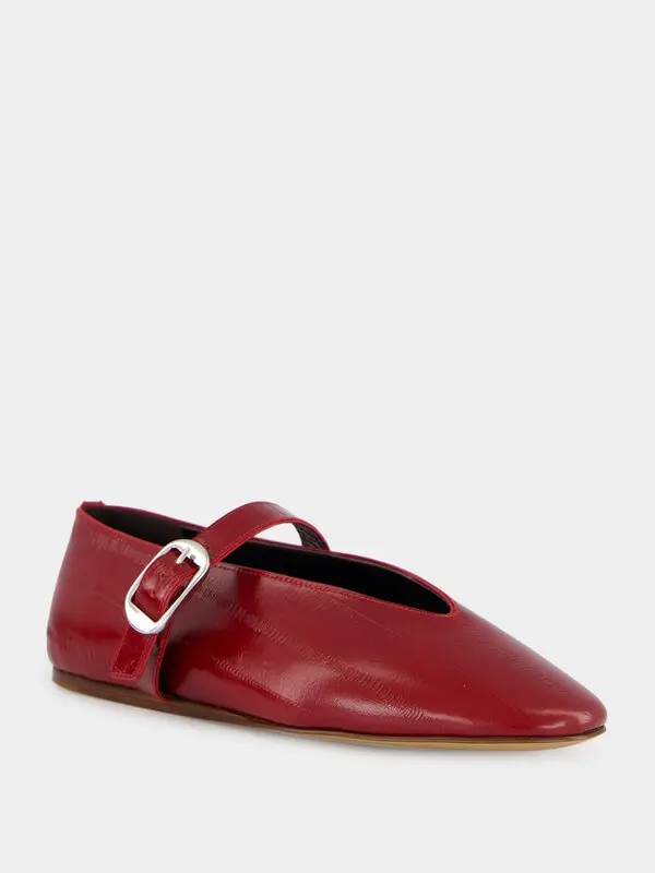 Le Monde Beryl Stella Eel-embossed Leather Slipper - Burgundy
