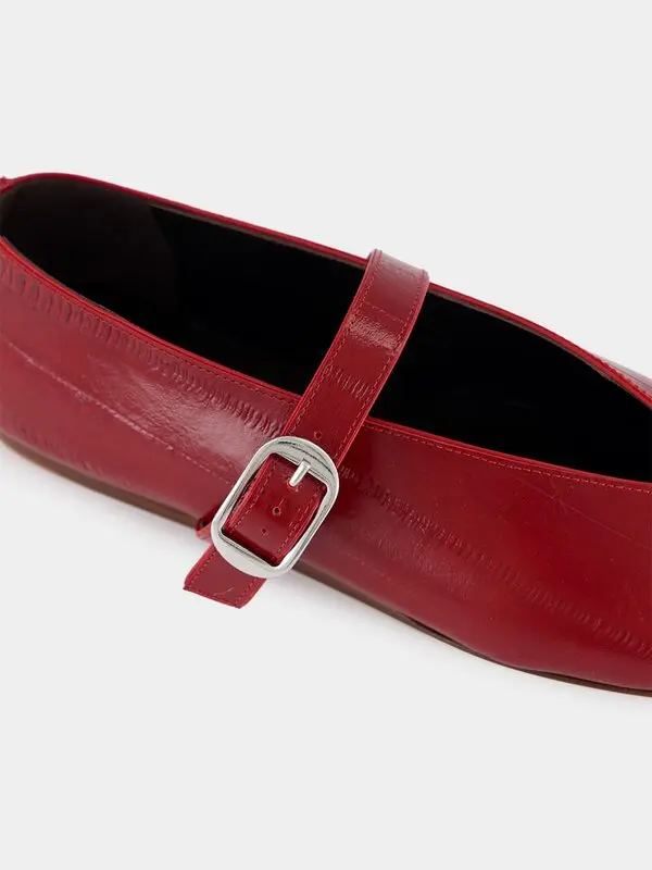 Le Monde Beryl Stella Eel-embossed Leather Slipper - Burgundy