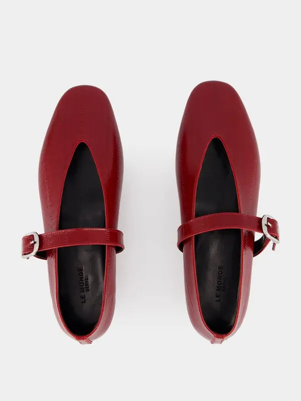 Le Monde Beryl Stella Eel-embossed Leather Slipper - Burgundy